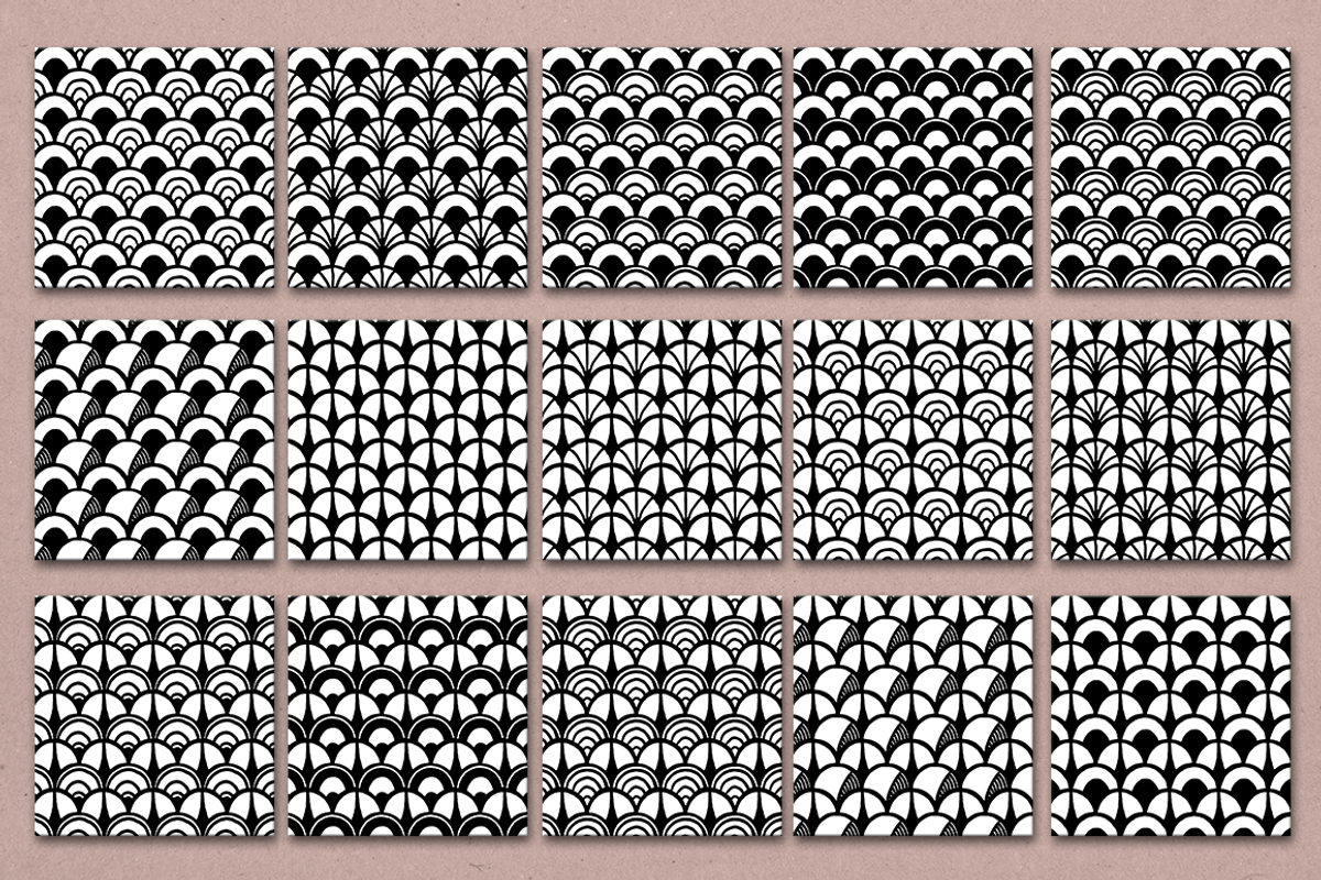 190 Handdrawn Scale Patterns, a Pattern Graphic by Monogram Fonts Co.