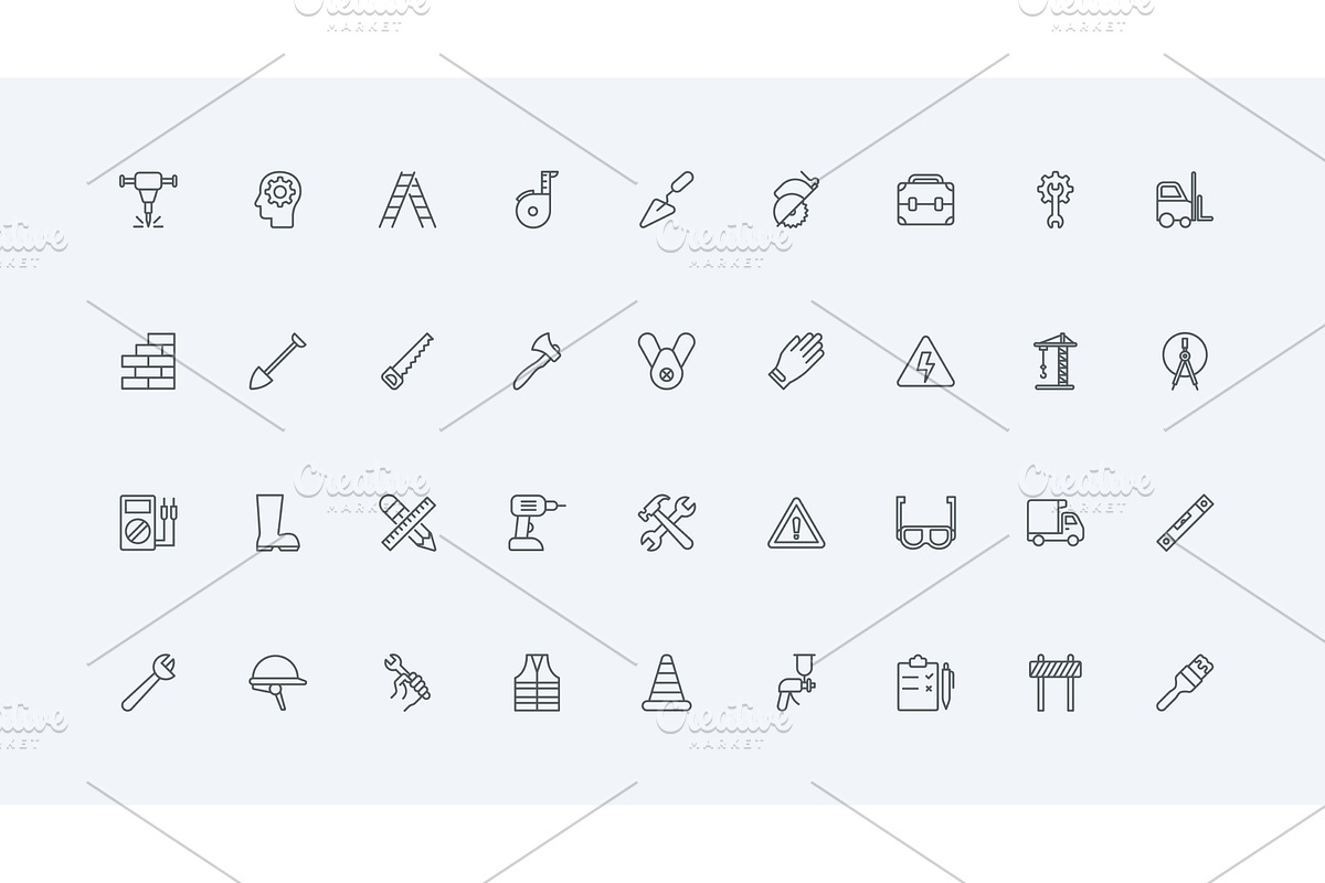 Equipment construction site icons, an Illustration by Lemberg Vector