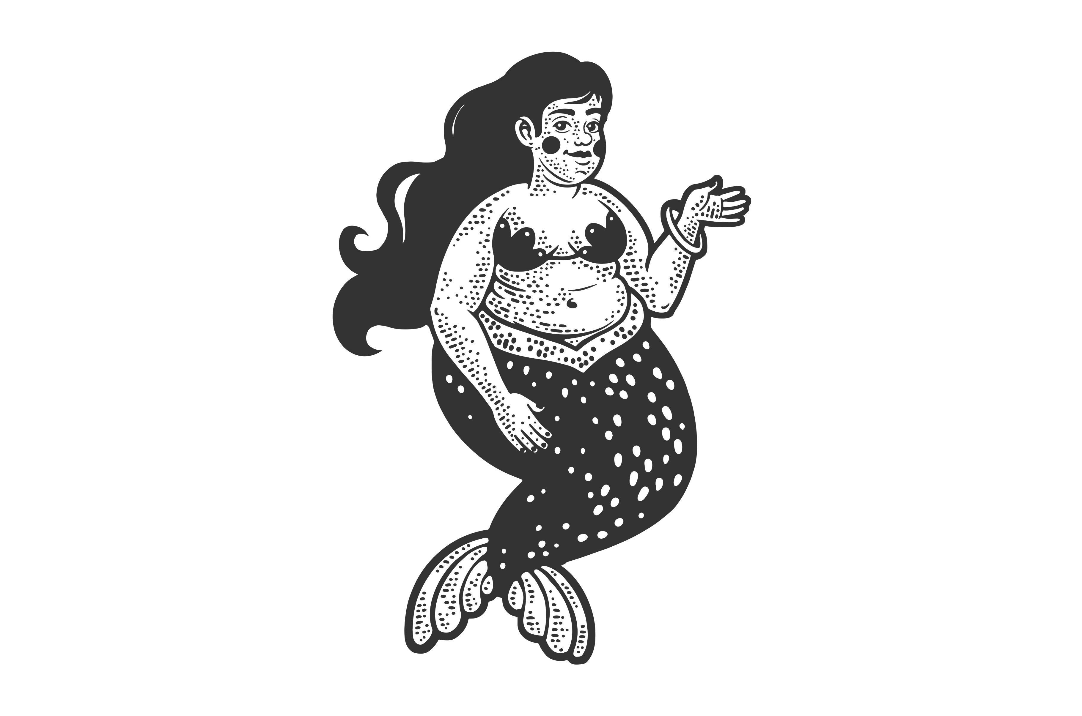 fat mermaid sketch vector, an Animal Illustration by AlexArt