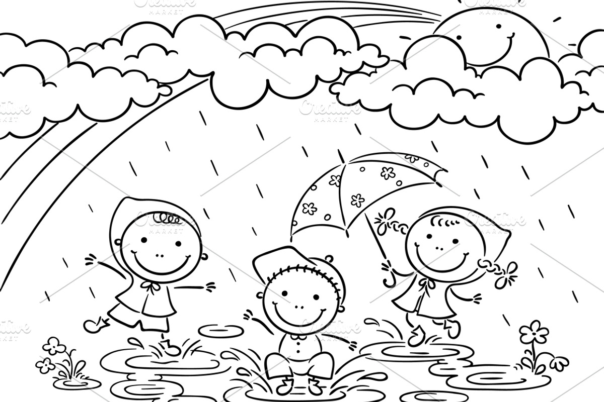 Outline cartoon kids illustration, an Illustration by Bubert Art