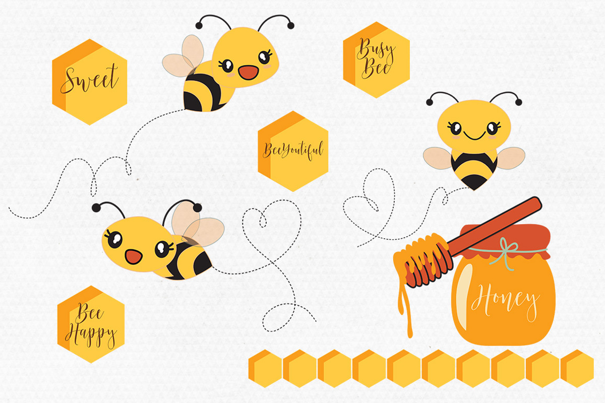Cute Bumble Bee Honey Graphic Bundle, an Illustration by ClipartBrat ...