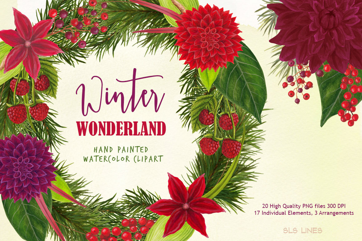 Christmas Watercolors Wonderland, an Illustration by SLS Lines