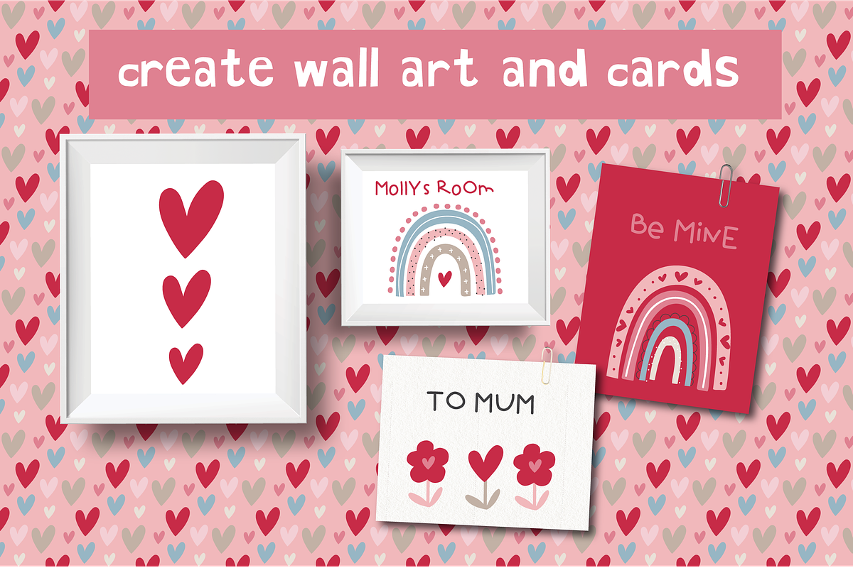 Valentine Rainbows clipart set, an Illustration by Poppymoondesign ...