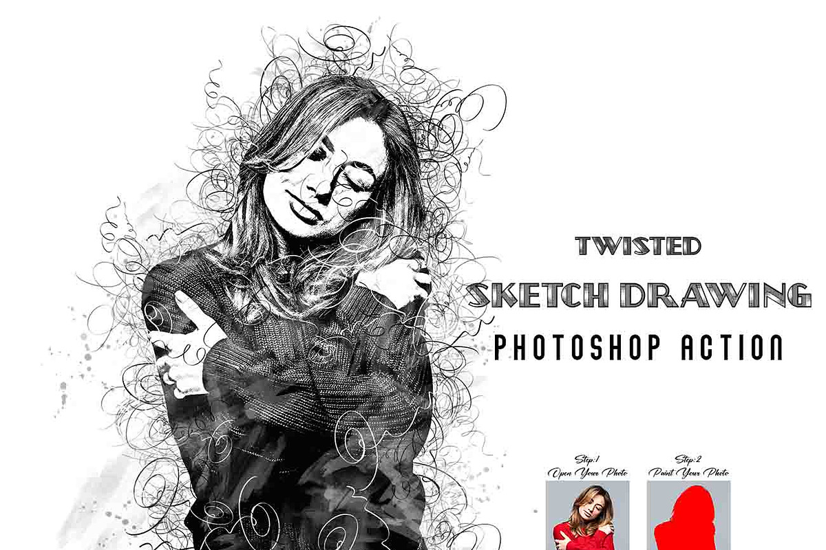 Twisted Sketch Drawing Ps Action, an Action Add-On by Studio Retouch
