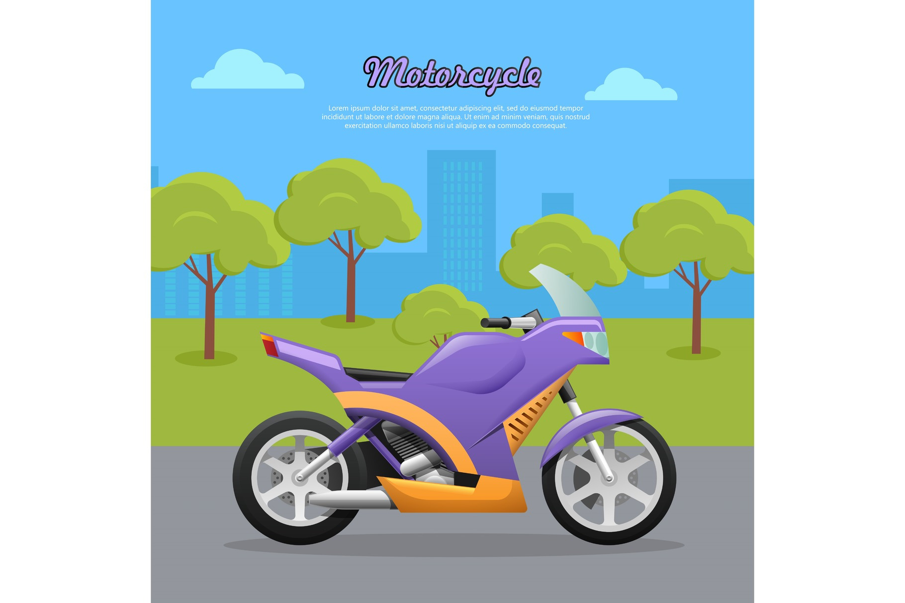 Contemporary Violet Motorcycle on | Technology Illustrations ~ Creative ...