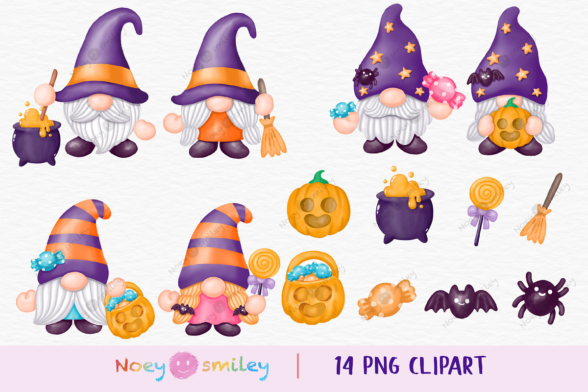Watercolor Gnomes Halloween Clipart, an Illustration by Noey smiley ...