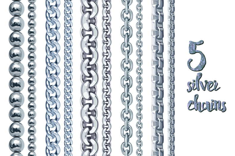 5 silver chains, vector illustration, a Texture Graphic by Ann-zabella