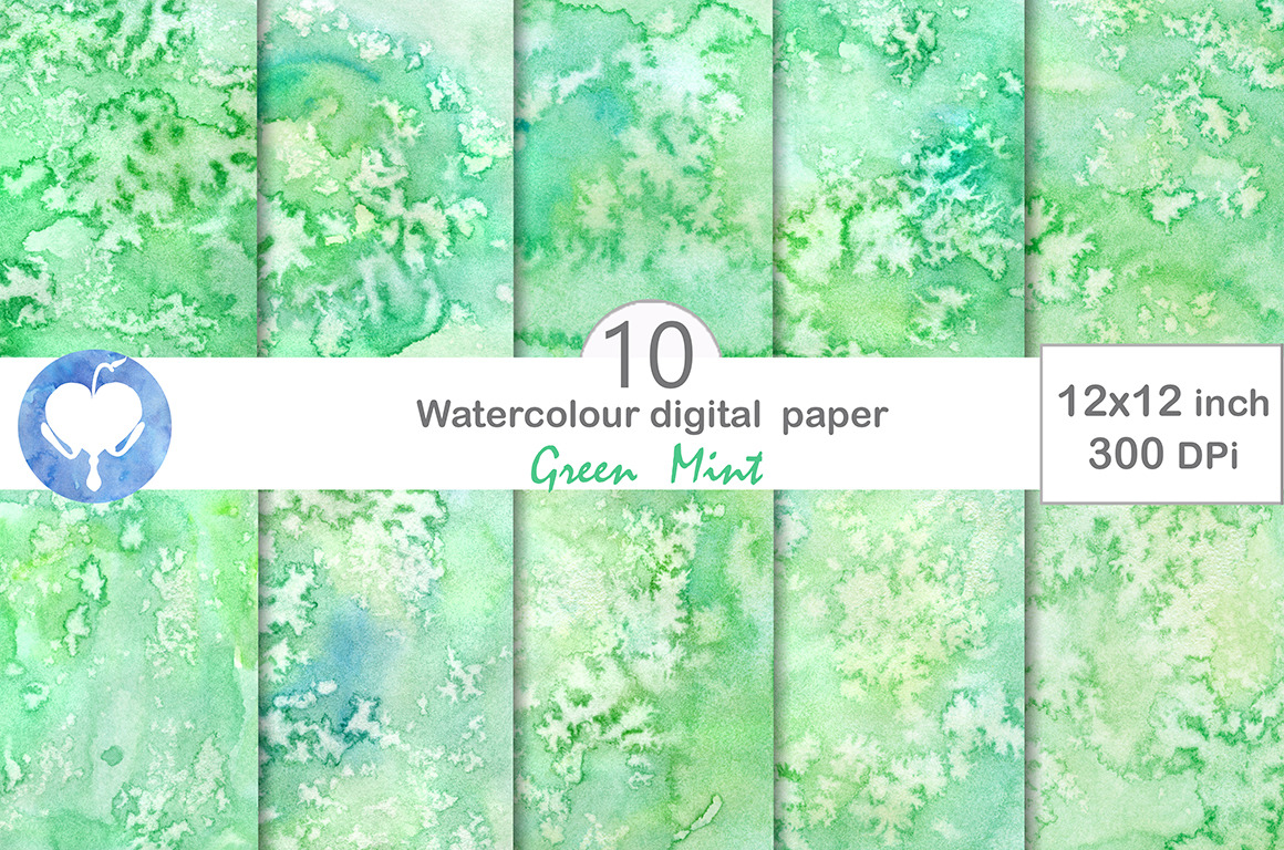 Digital Paper - Green Mint, a Texture Graphic by AqwaColor | Creative ...