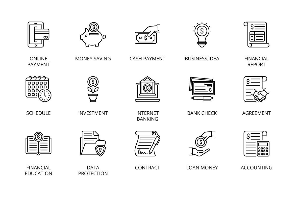 Banking and Finance, an Outline Icon by vectorstank