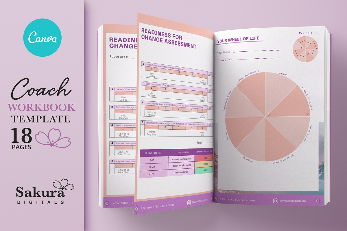 Coach Workbook Template for Canva, a Magazine Template by Sakura ...