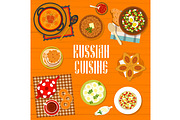Russian cuisine menu dishes | Food Illustrations ~ Creative Market