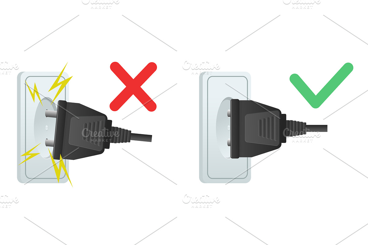 Electrical plug connected to outlet, a Technology Illustration by ...