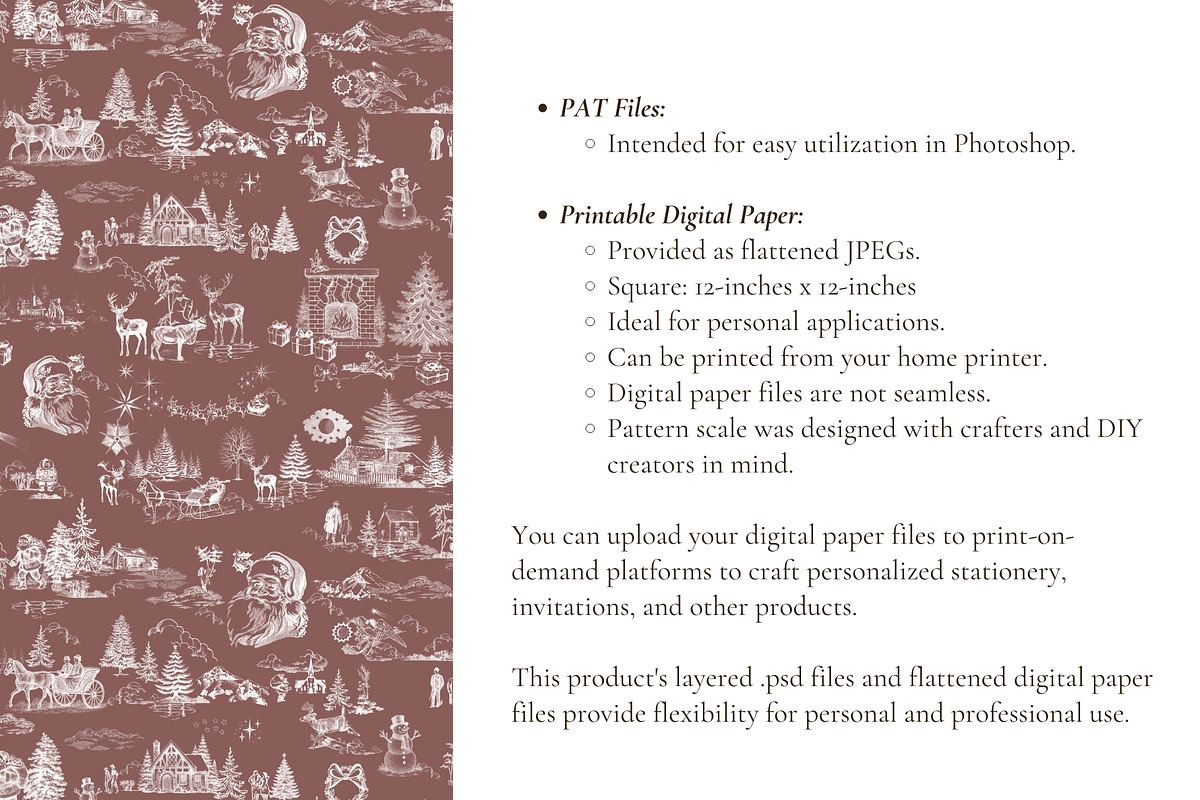 Santa Toile de Jouy Pattern, a Background Graphic by Hughes Studio