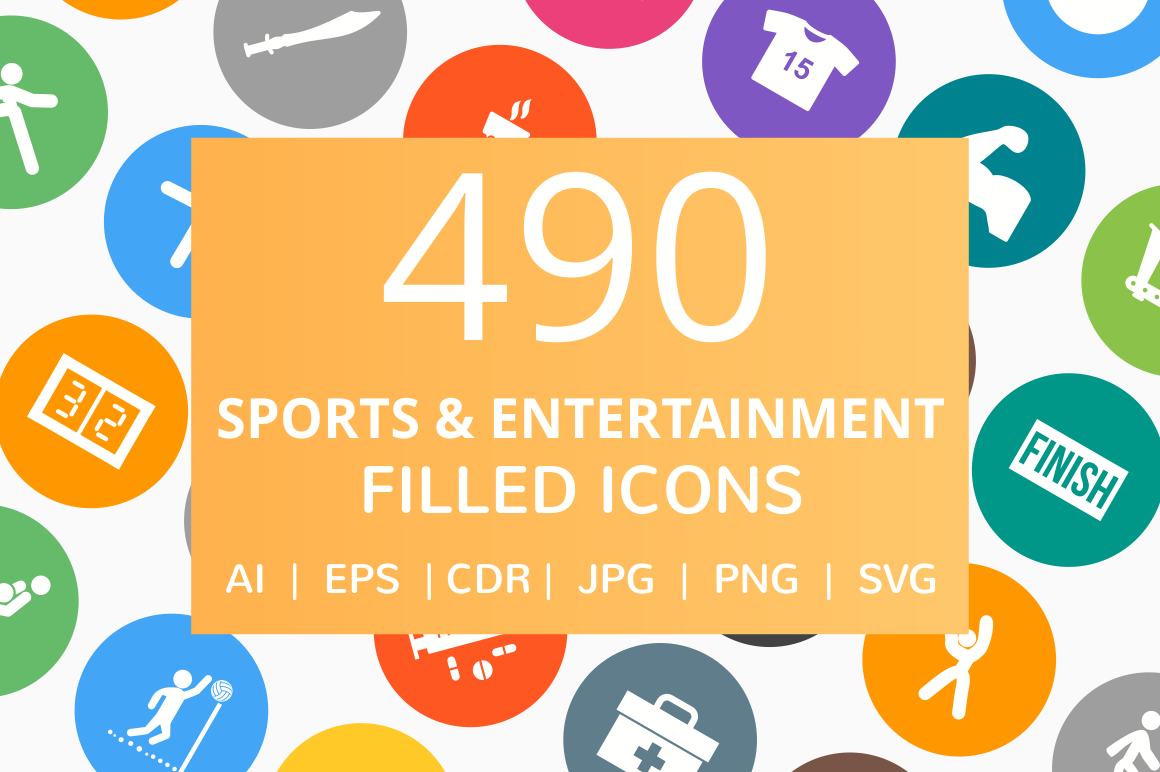 490 Entertainment Filled Round Icons, an Outline Icon by IconBunny