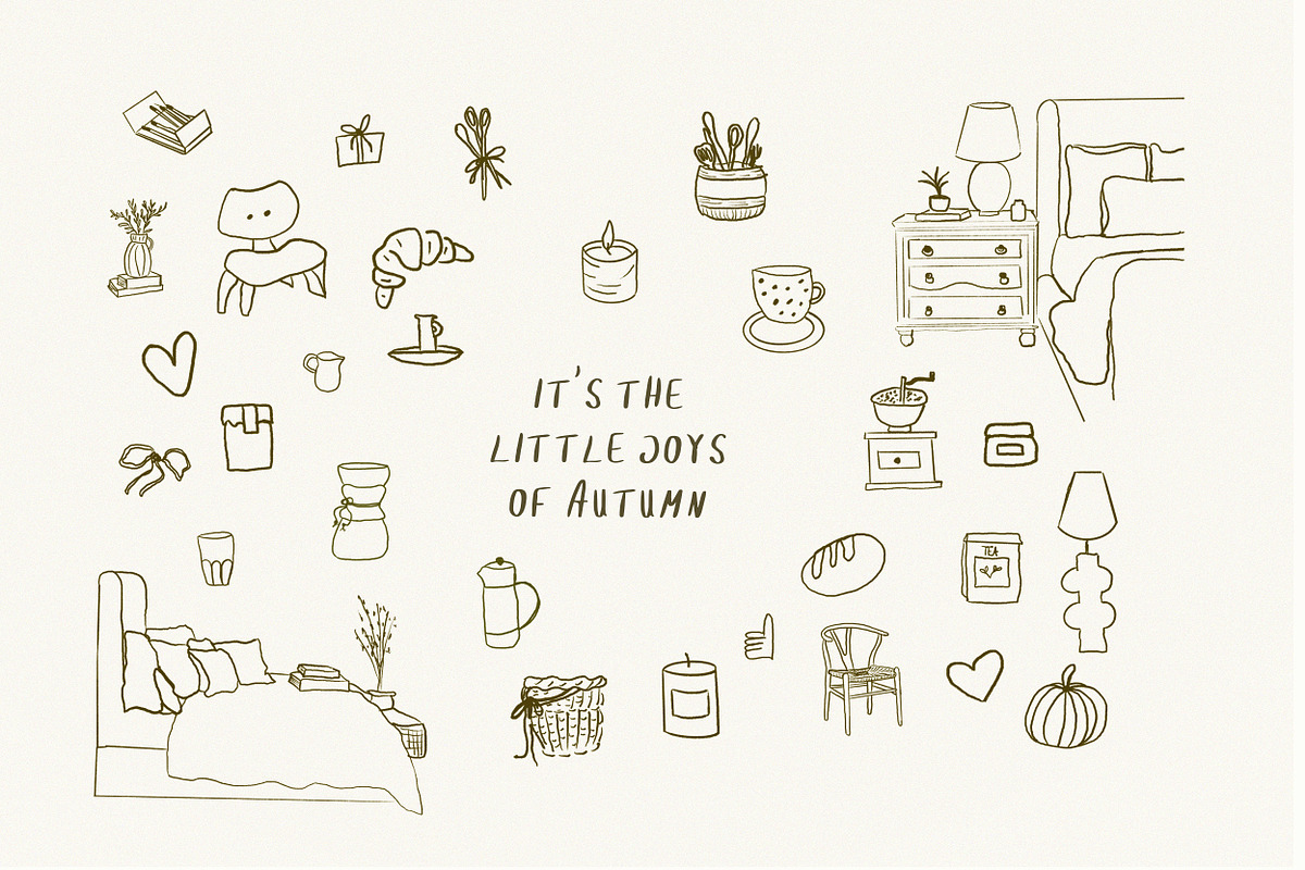 Hand Drawn Autumn Line Art Icons