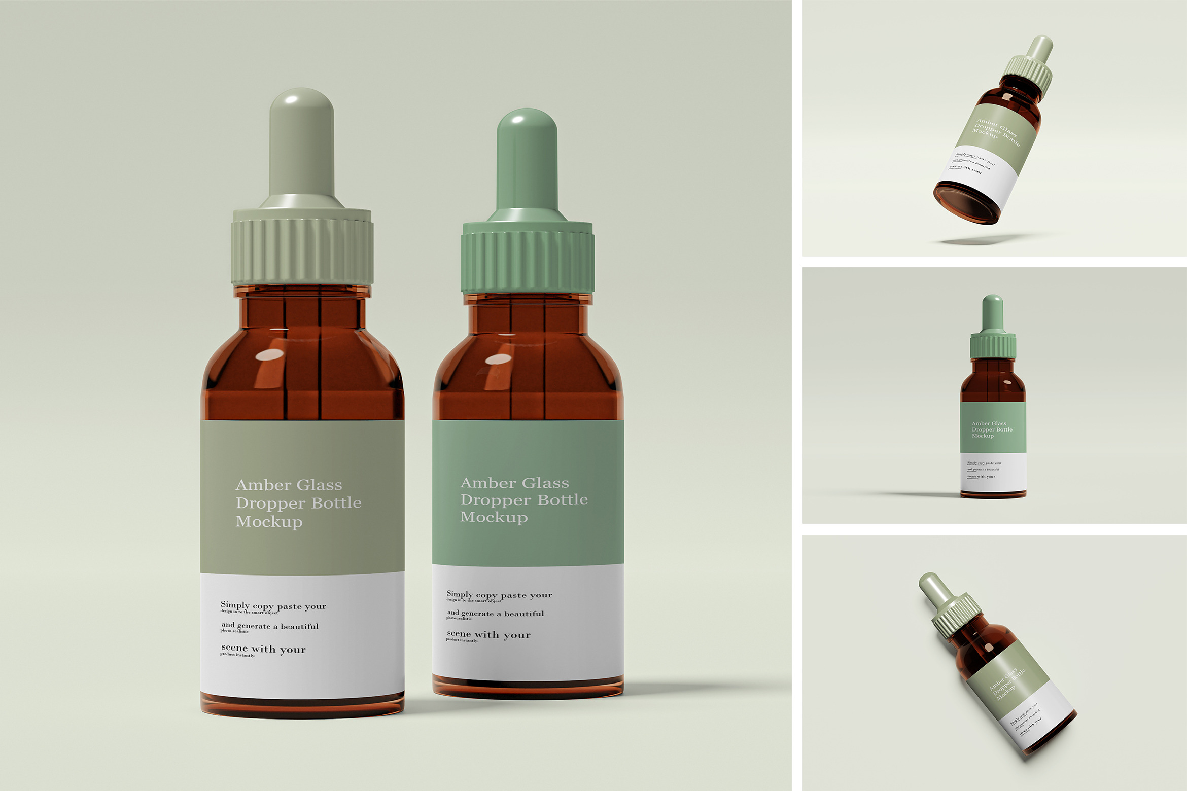 Amber Glass Dropper Bottle Mockup | Packaging Mockups ~ Creative Market