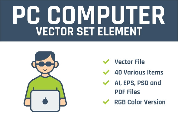 PC Computer Vector Set Element, a Graphic by PutraCetol Studio