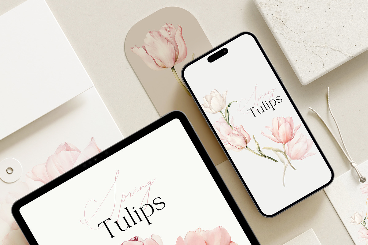 TULIPS Spring Watercolor Flowers