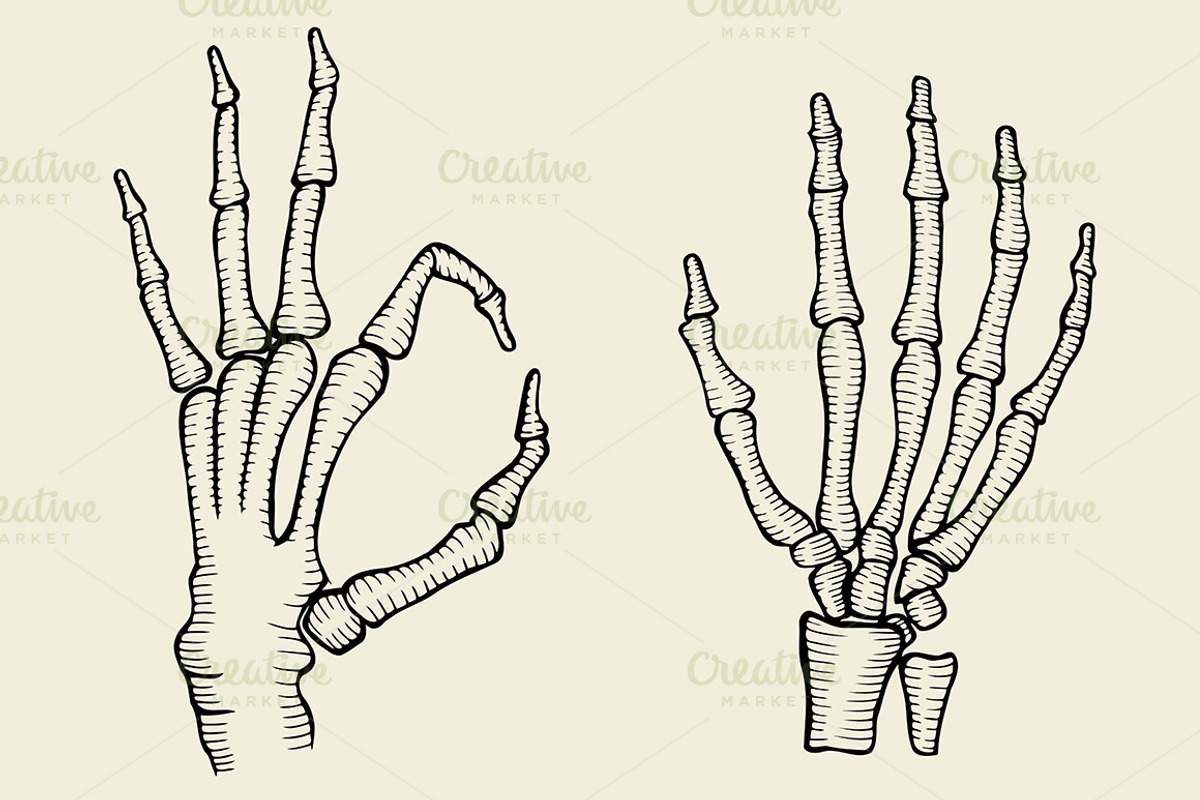 set of Skeleton hand, a Graphic by IllustrationArtShop