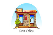 Post office building exterior view, a Work Illustration by Elegant Solution