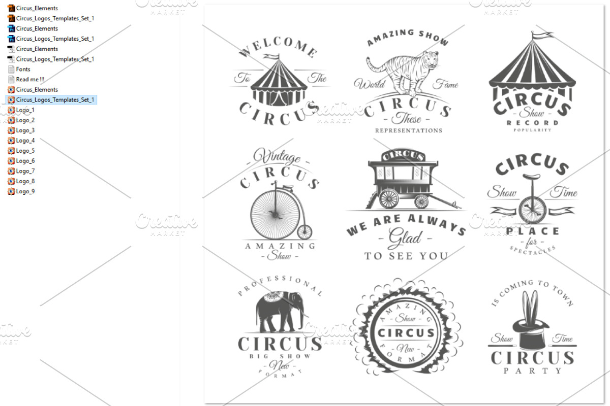 9 Circus Logos Templates Vol.1, a Branding & Logo Template by Art Design