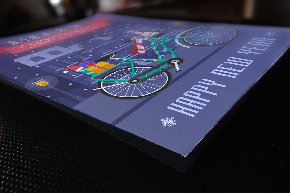Christmas Bike Cards and Backgrounds, a Decorative Illustration by Alex ...
