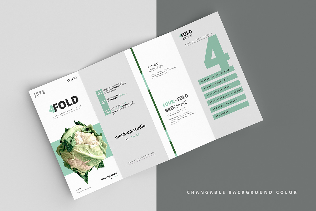 Four-Fold (4 fold) Brochure Mockups, a Print Template by pmvch