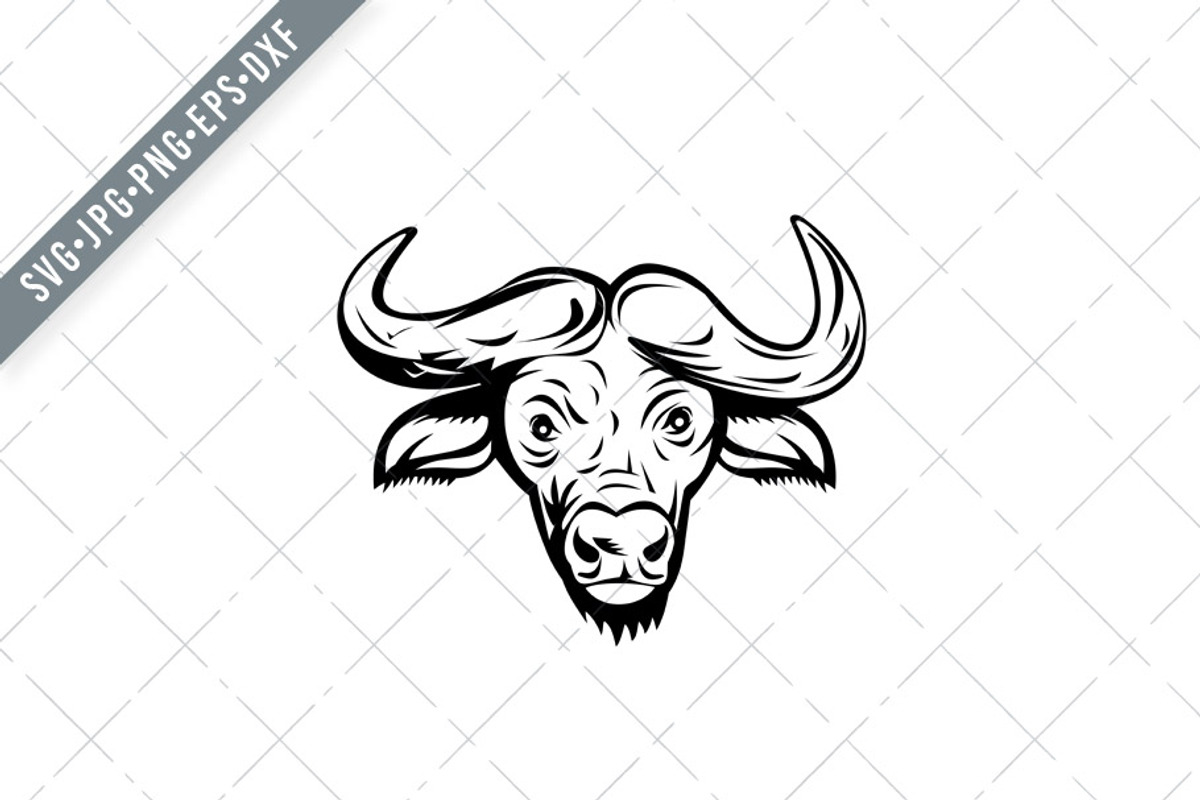 Head of a Cape Buffalo SVG DXF, an Illustration by patrimonio ...