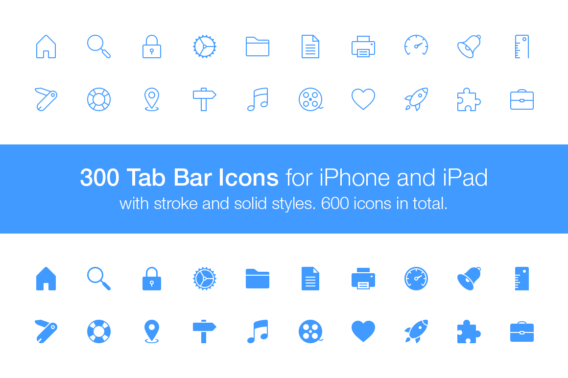 300 Tab Bar Icons, a Solid Icon by Pixel Perf. Goodies