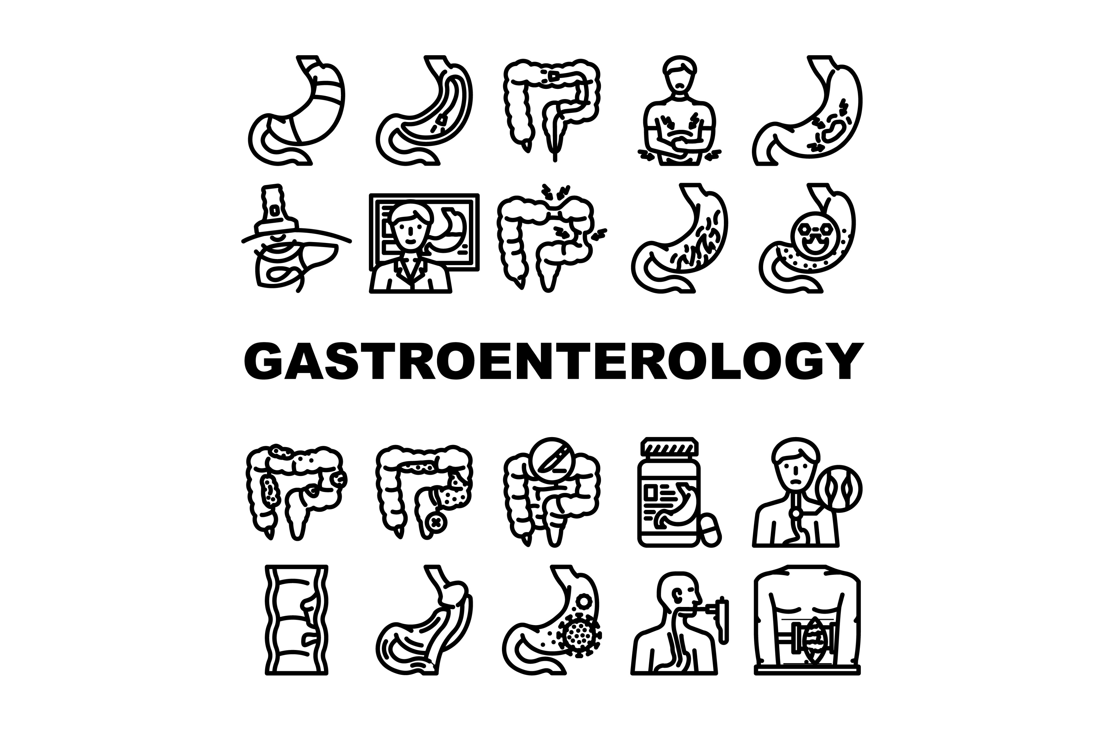 gastroenterologist hepatology icons, an Object Illustration by pikepicture
