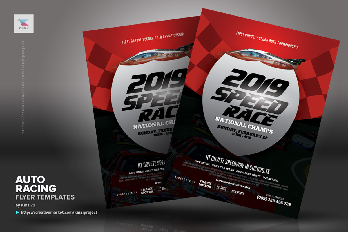 Auto Racing Flyer Templates, a Flyer Template by kinzi21