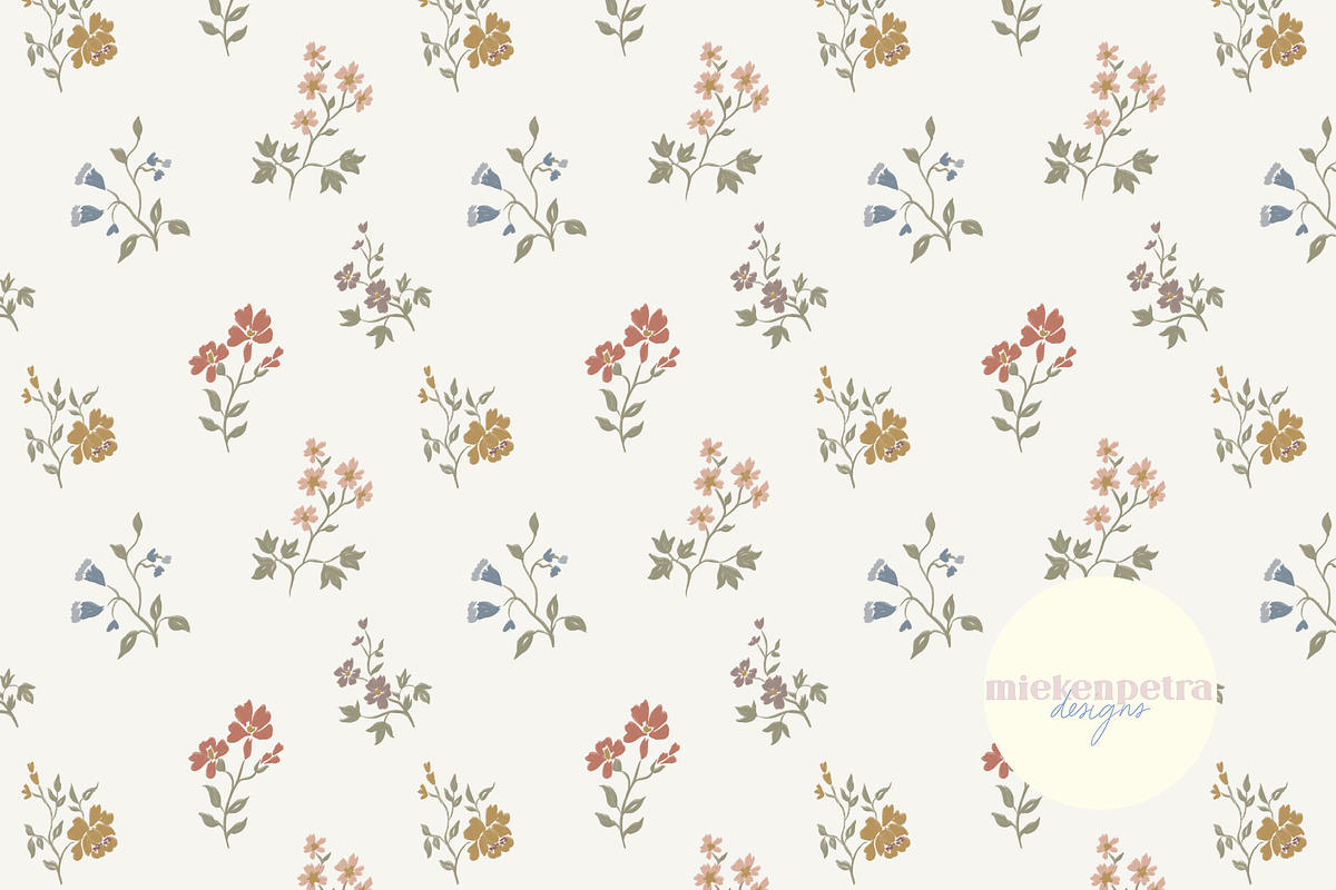 Vintage Floral Pattern, a Pattern Graphic by Mieken Petra Designs