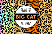 Big cat seamless pattern bundle, a Pattern Graphic by Queen of Infographics
