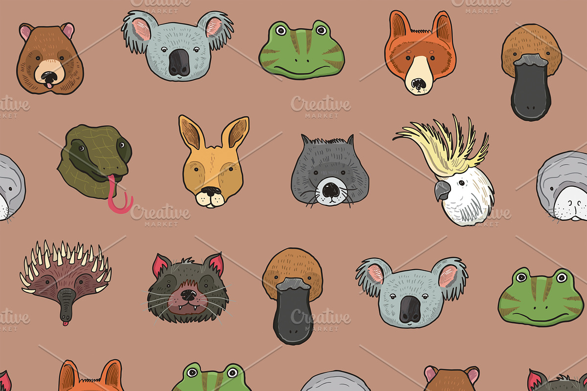 Australian Animals Funny Faces, an Animal Illustration by GooseFrol