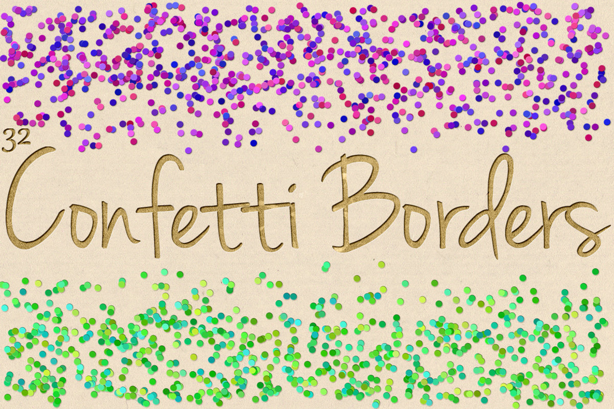 Digital Confetti Border Clipart Pack, an Object Graphic by Paper Element