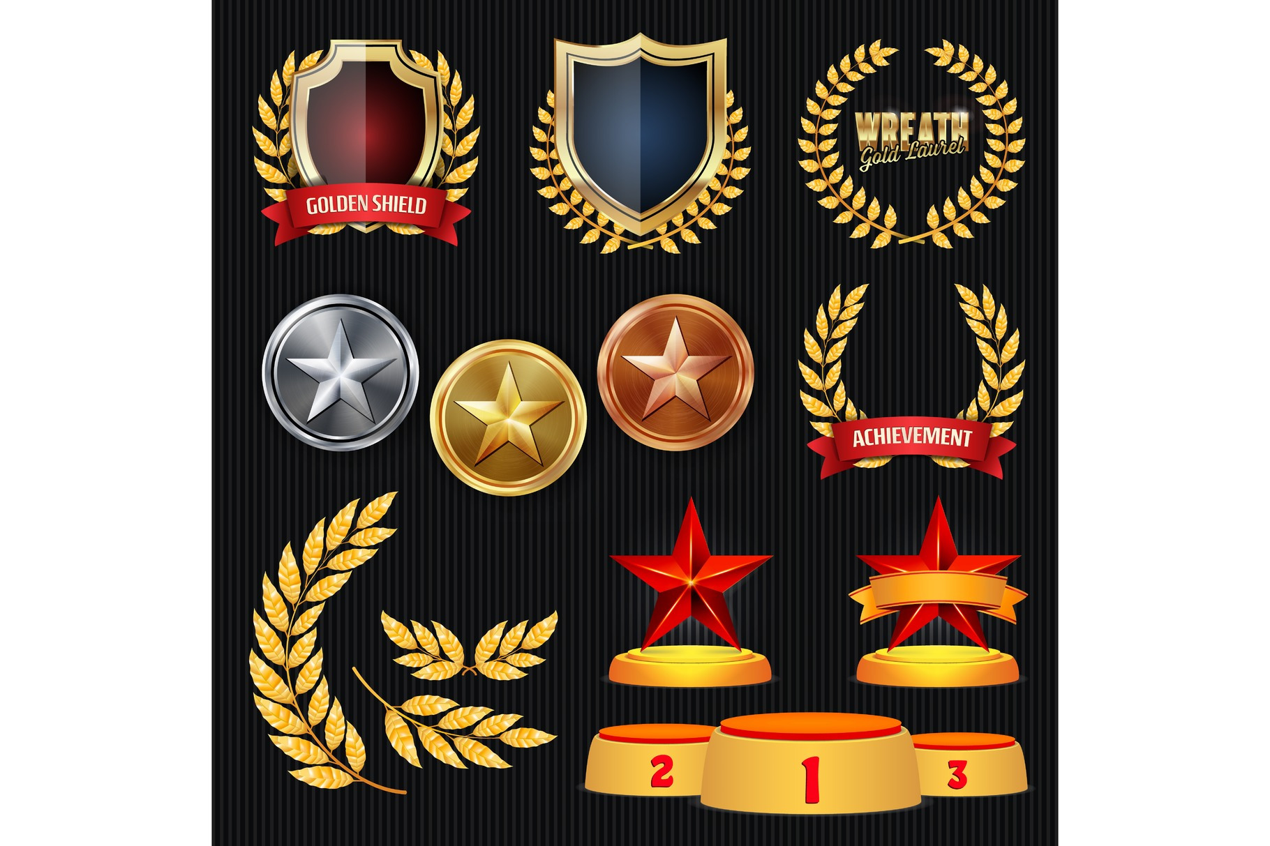 Vector Awards And Trophies, a Decorative Illustration by pikepicture