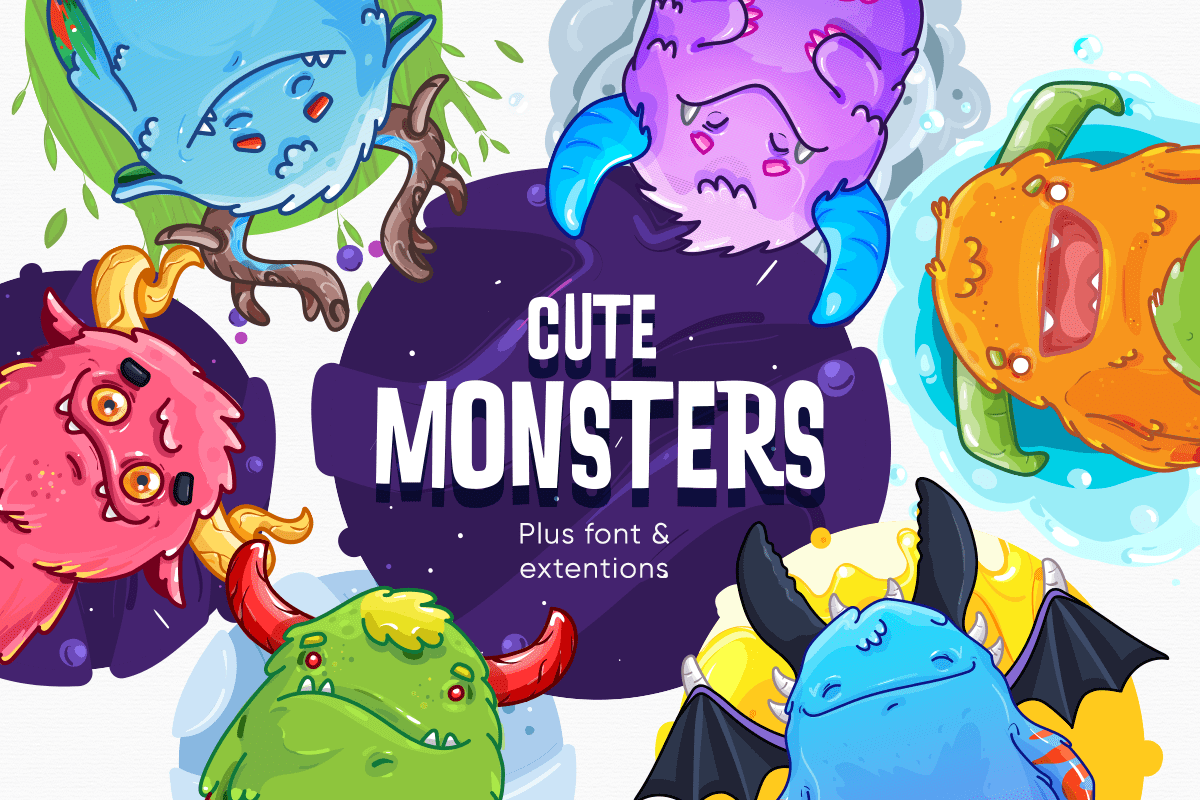 Cute Monsters Pack, an Illustration by kavoon