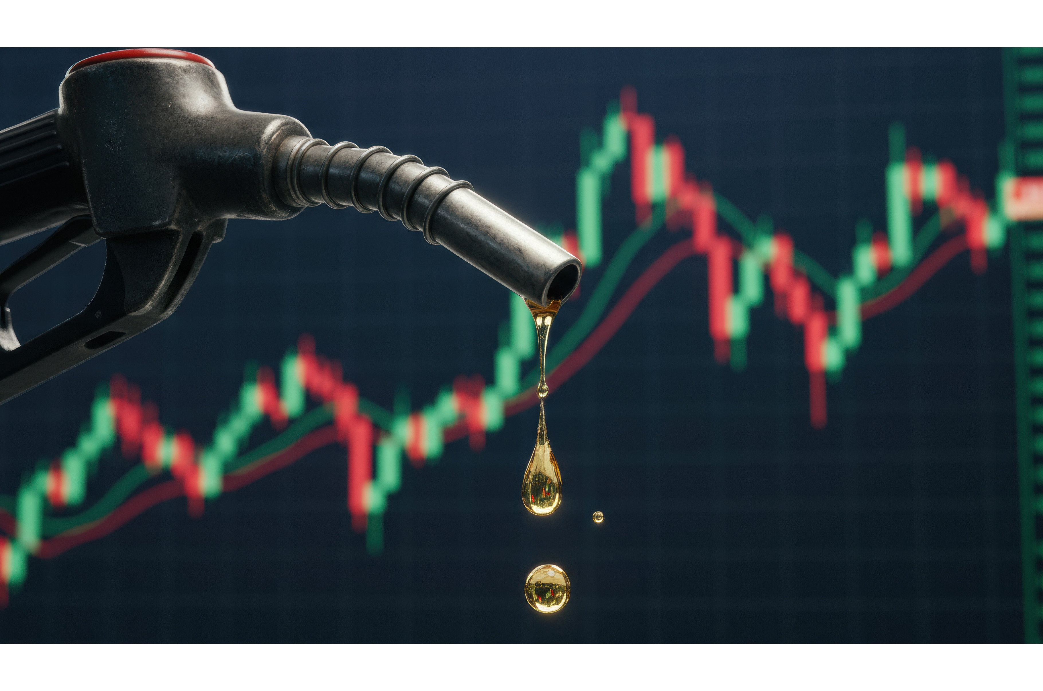 Fuel nozzle drips golden oil against, a Business Photo by Igor Tichonow