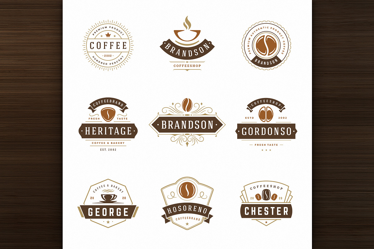 36 Coffee Logos and Badges, a Branding & Logo Template by Vasya Kobelev
