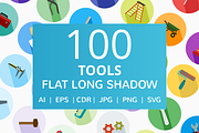 100 Tools Flat Long Shadow Icons, an Outline Icon by IconBunny