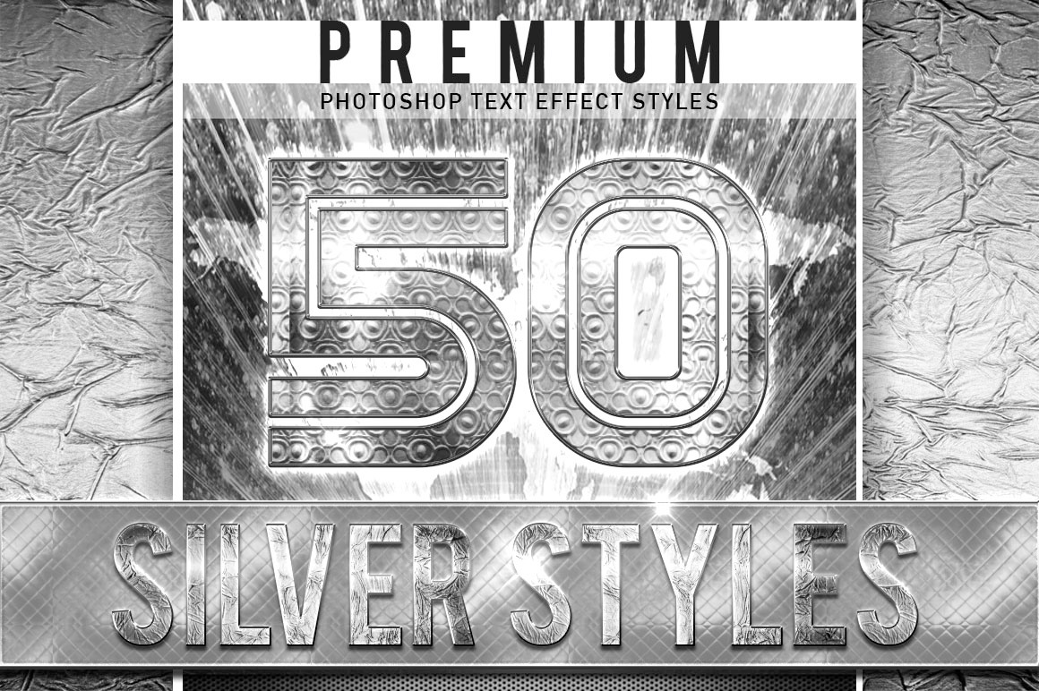 50 Silver Styles, a Layer Style Add-On by TrulyART Type