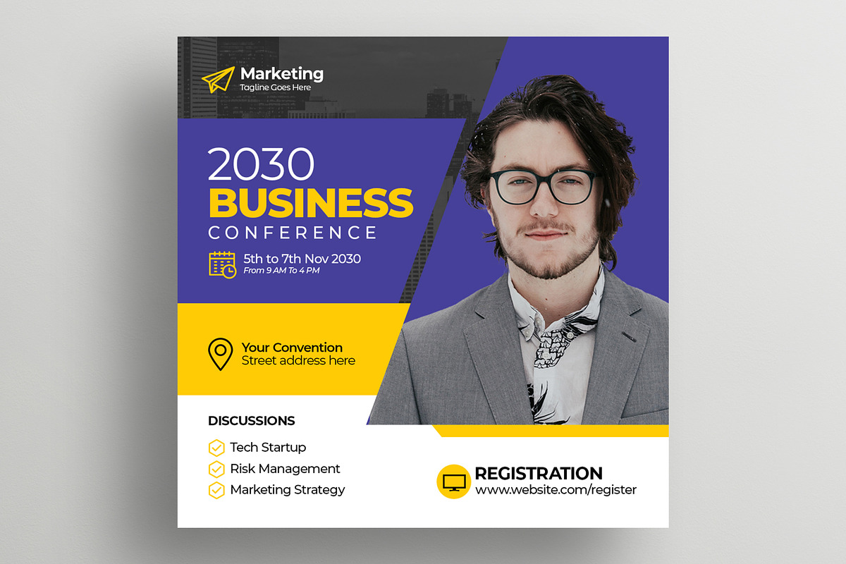 Business Conference Banner Template, a Social Media Template by DesignOriel