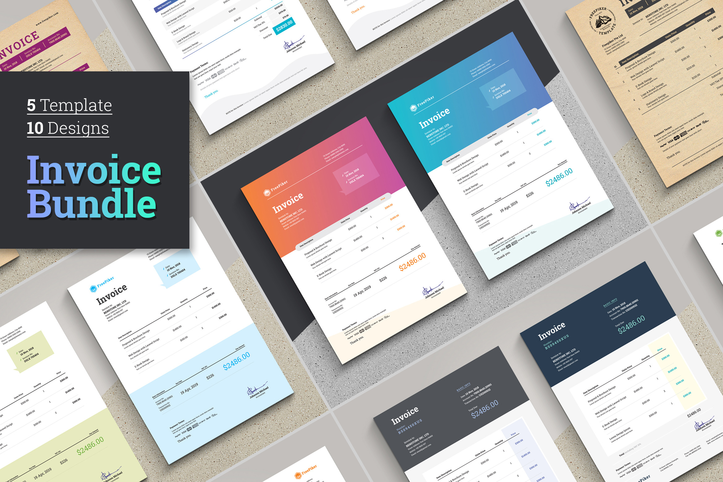 Excel Invoice Bundle | Save 80%, a Stationery Template by GoldenPixelStudio