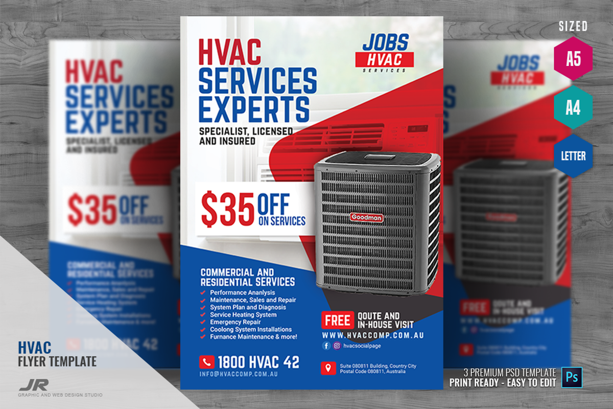 Heating and Cooling Service Flyer, a Flyer Template by PSDPixel