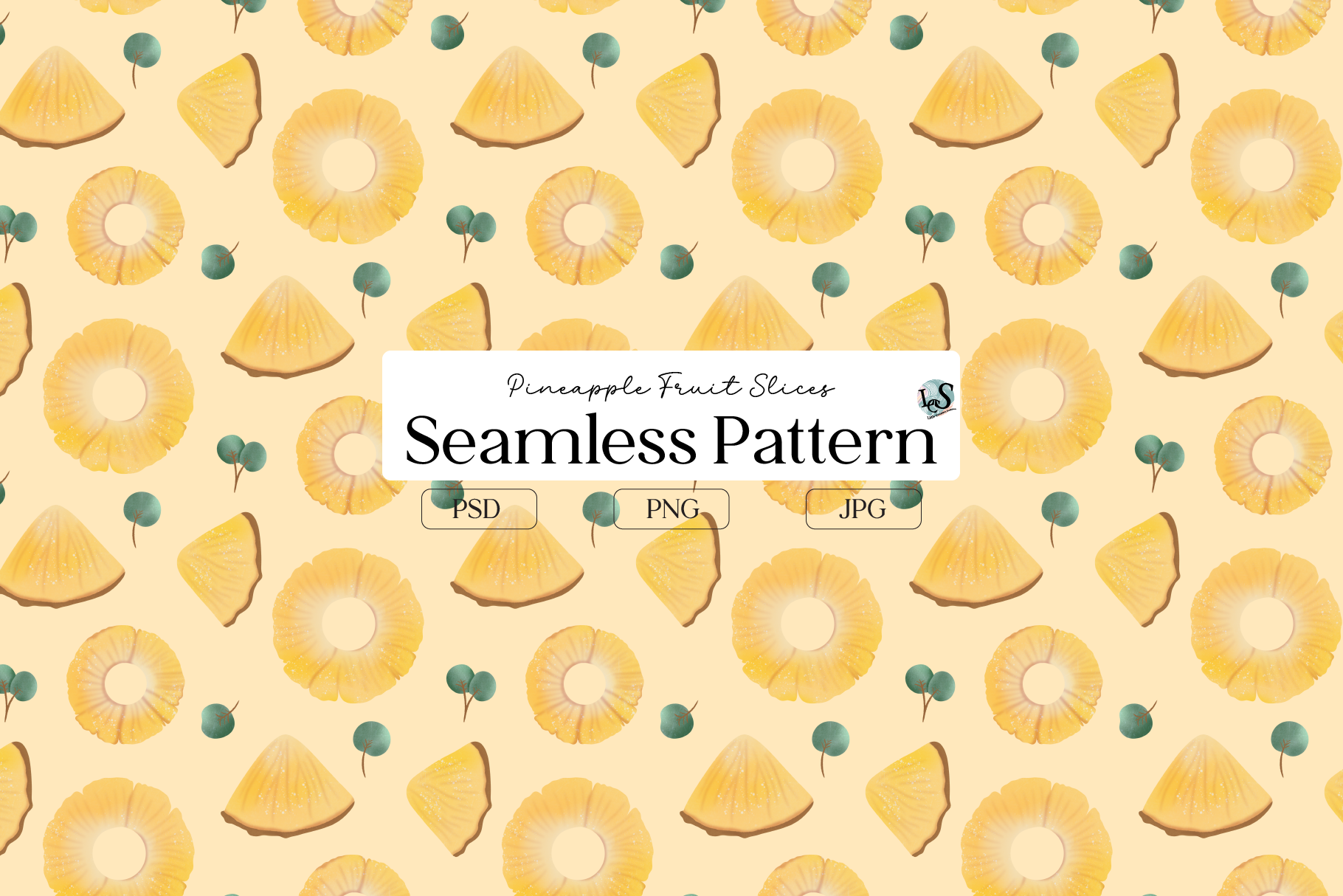 Pineapple Fruit Slices Pattern, a Pattern Graphic by Little Creative ...