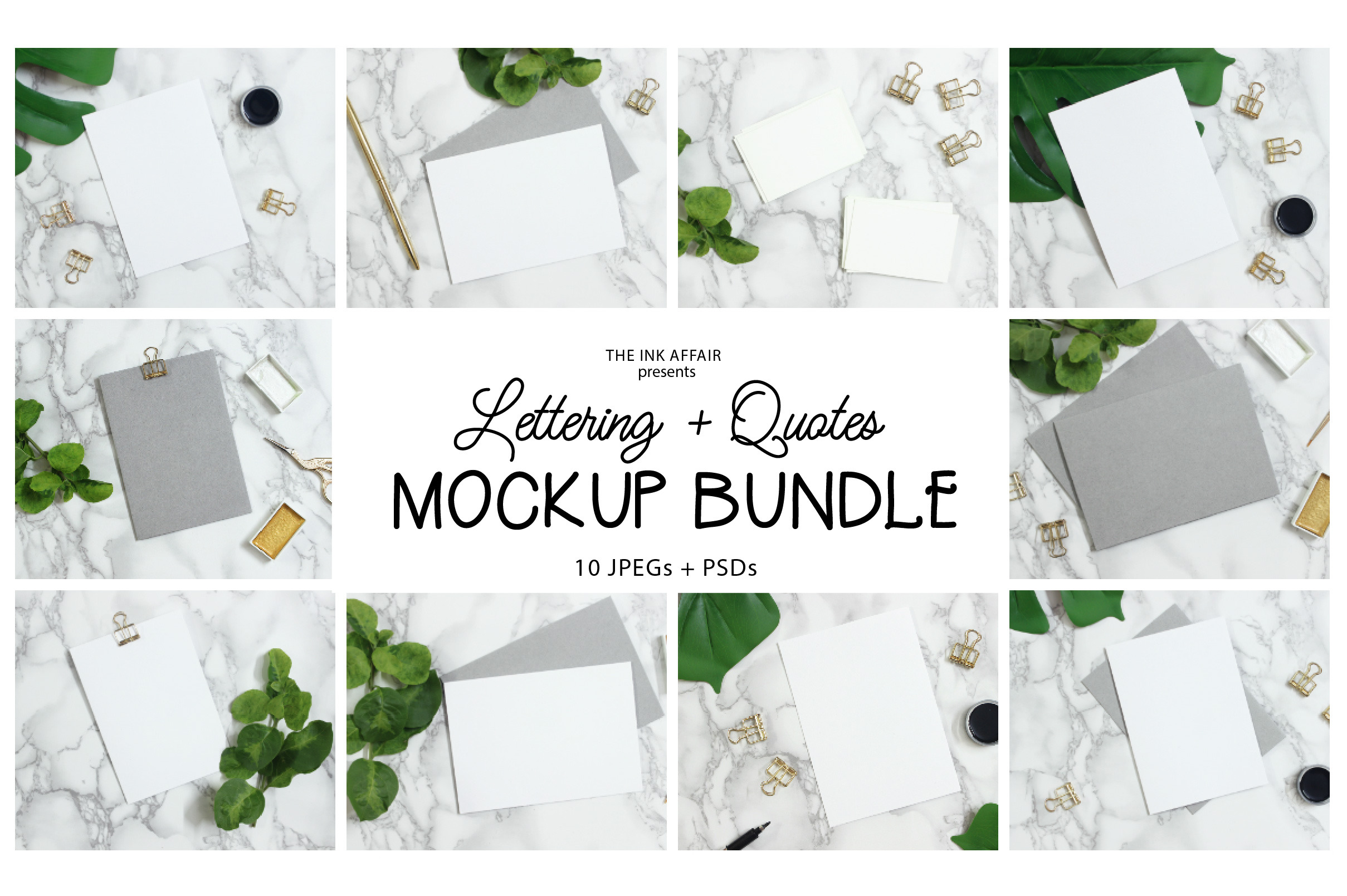 Quotes + Lettering Mockups Bundle, a Social Media Template by theinkaffair