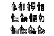 Office Jobs Employee Worker Icons, an Icon by Leremy Stick Figures