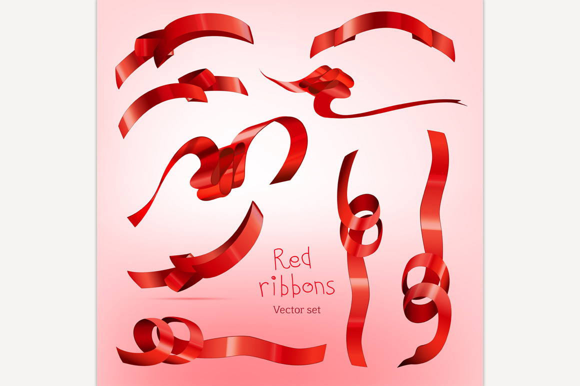 Red Ribbon Set, a Decorative Illustration by Anna's Shop