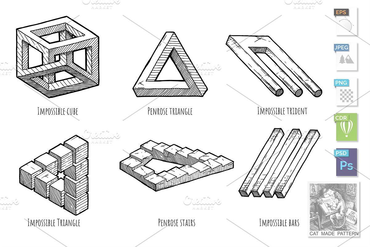 set of impossible figures, an Object Illustration by CatMadePattern