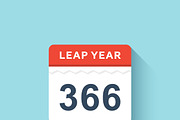 Calendar flat style leap year, an Icon by Vectorist
